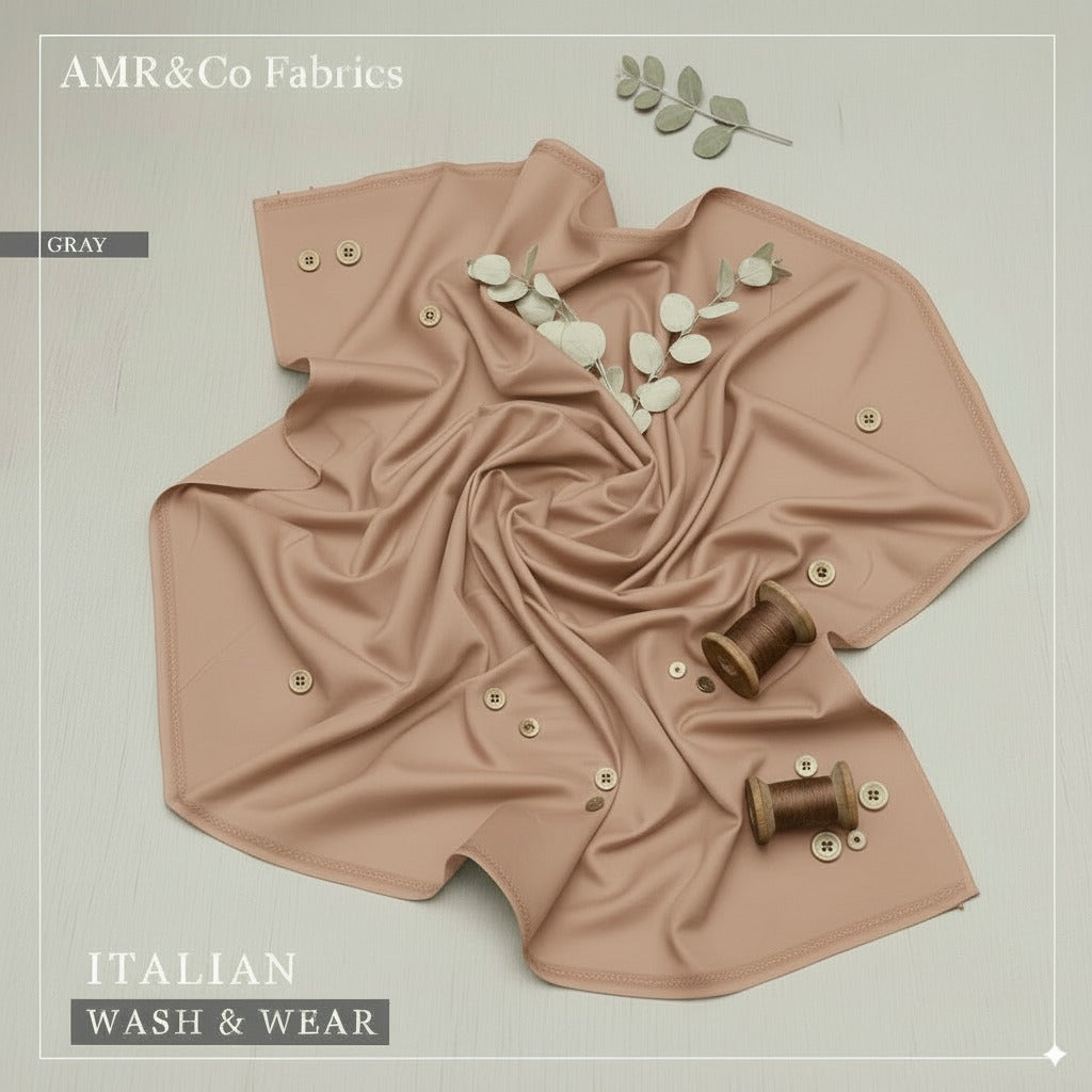 amr&co boski wash n wear fabric for men|light almond – AMR FABRICS
